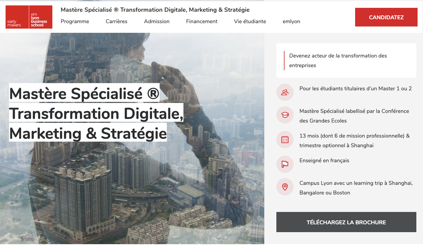 Refonte du site Masters d'emlyon business school - Clever Age